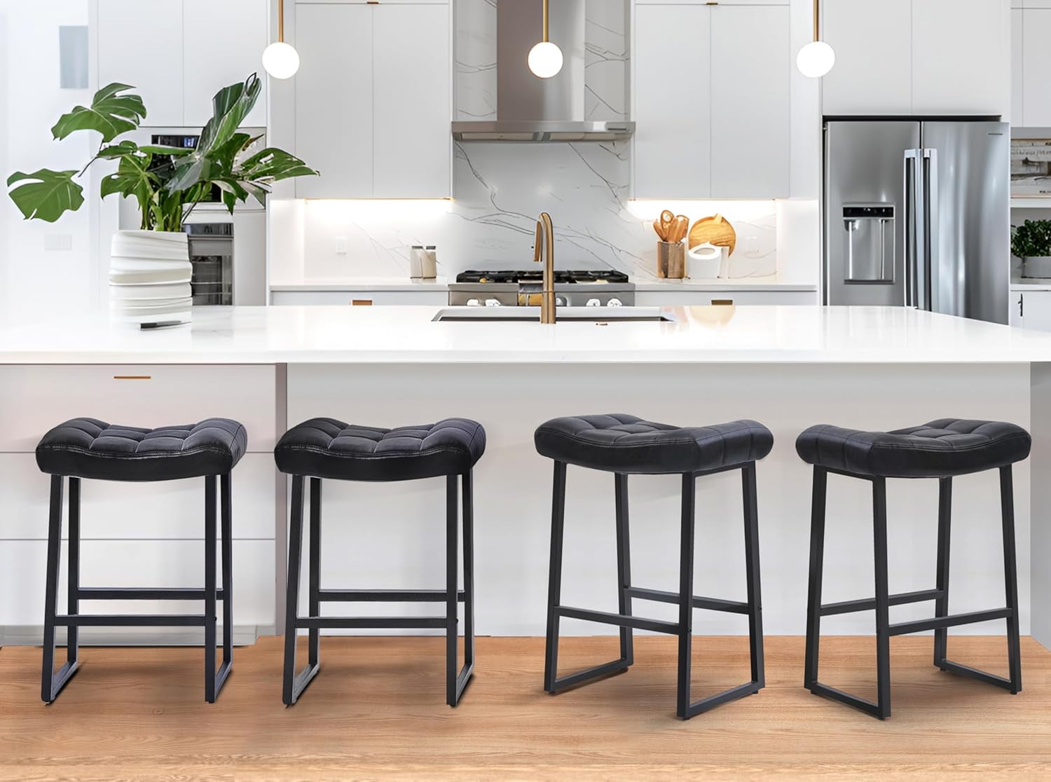 & Beige Counter Height Bar Stools for Counter Backless Barstools with ...