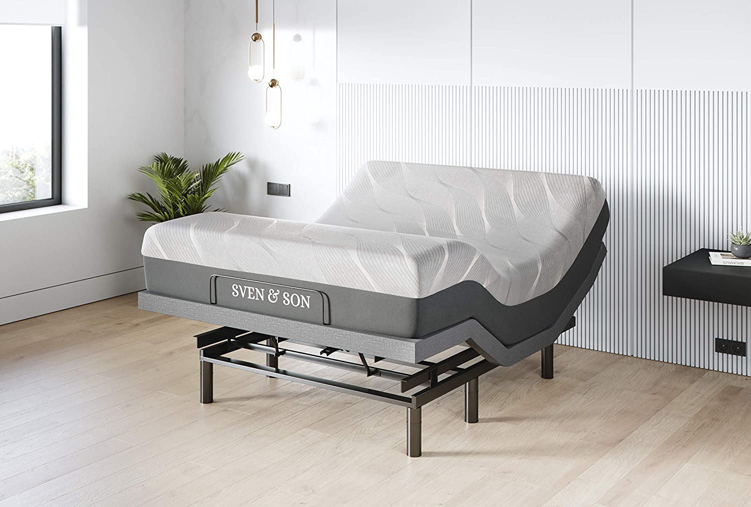 HOSTACK Queen Size Bed Frame Linen Fabric Upholstered Platform Bed ...