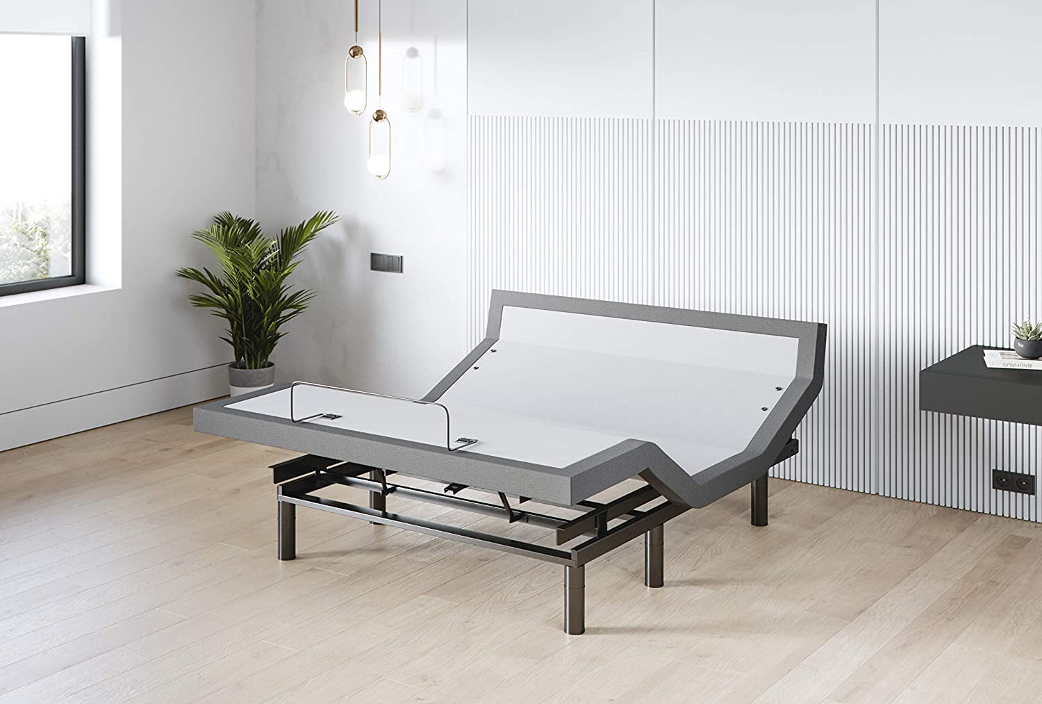 HOSTACK Queen Size Bed Frame Linen Fabric Upholstered Platform Bed ...