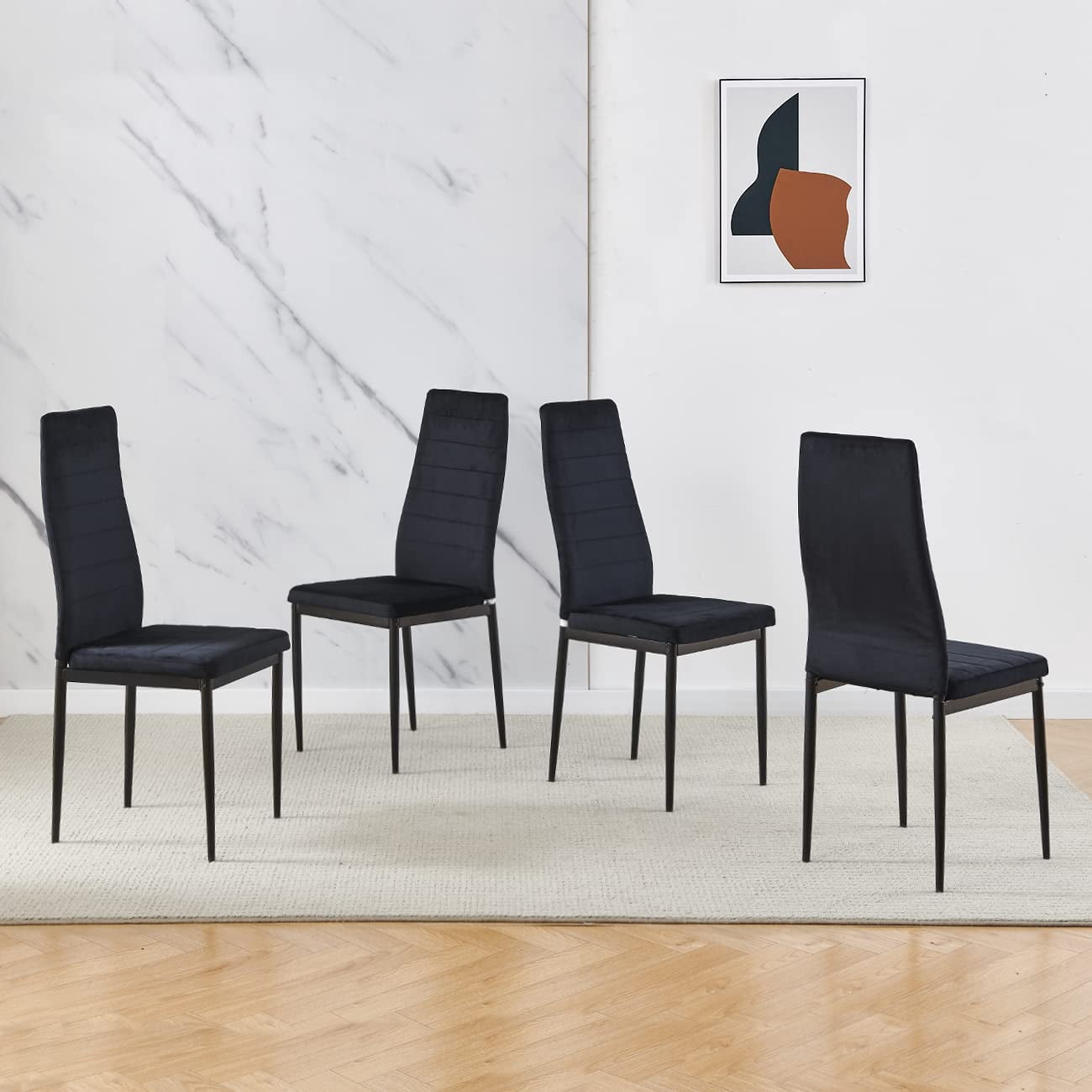 & Velvet Dining Room Chair Chairs with Upholstered Padded Seat Metal ...