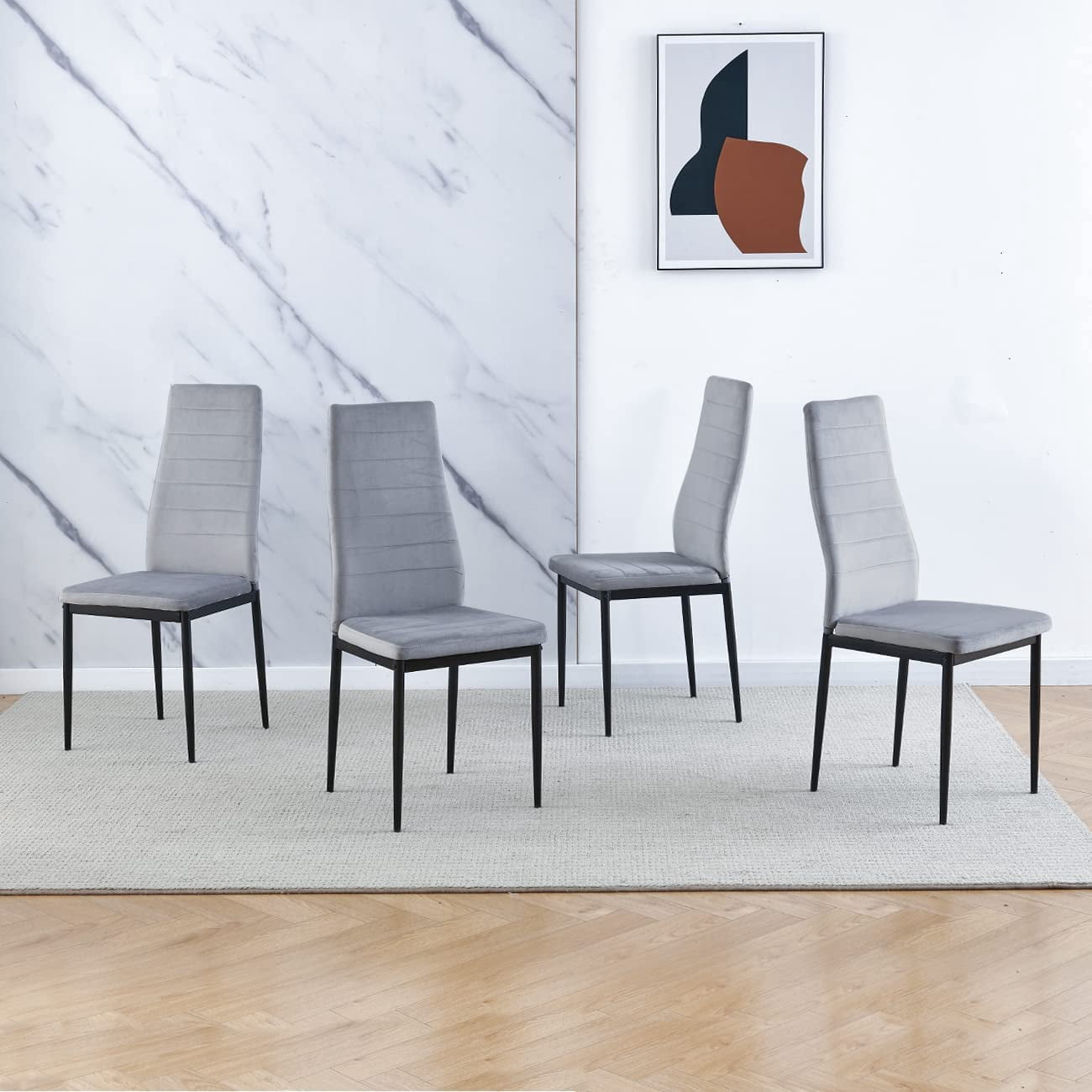& Velvet Dining Room Chair Chairs with Upholstered Padded Seat Metal ...
