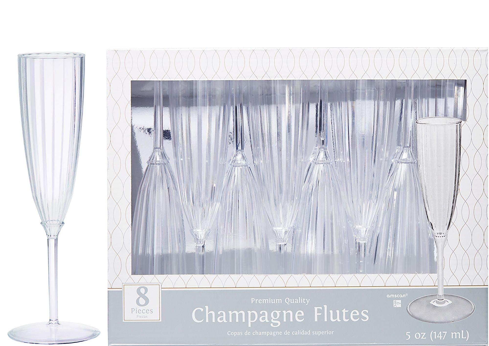 amscan Champagne Plastic Champage Flute, 5oz, Clear - Walmart.com