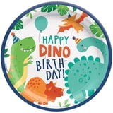 Amscan Dinosaur Party Birthday Plates, 23cm Paper, 8 Pack, Fun Design ...