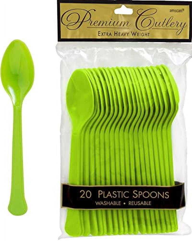 Amscan 8021.53 Premium Kiwi Green Plastic Spoons, 20ct - Walmart.com