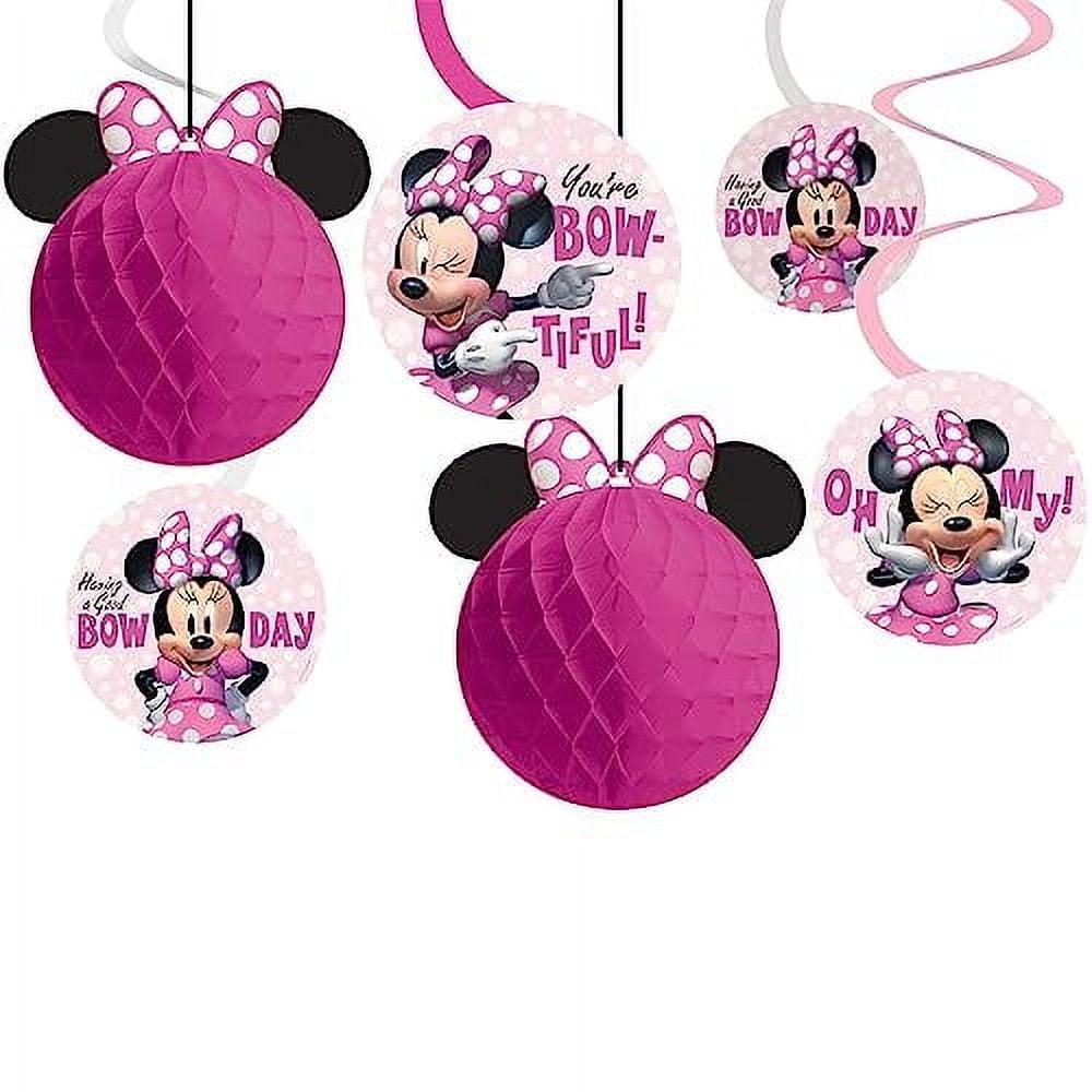 amscan Minnie Mouse Forever Honeycomb Paper Party Swirls - 7" & 5 ...