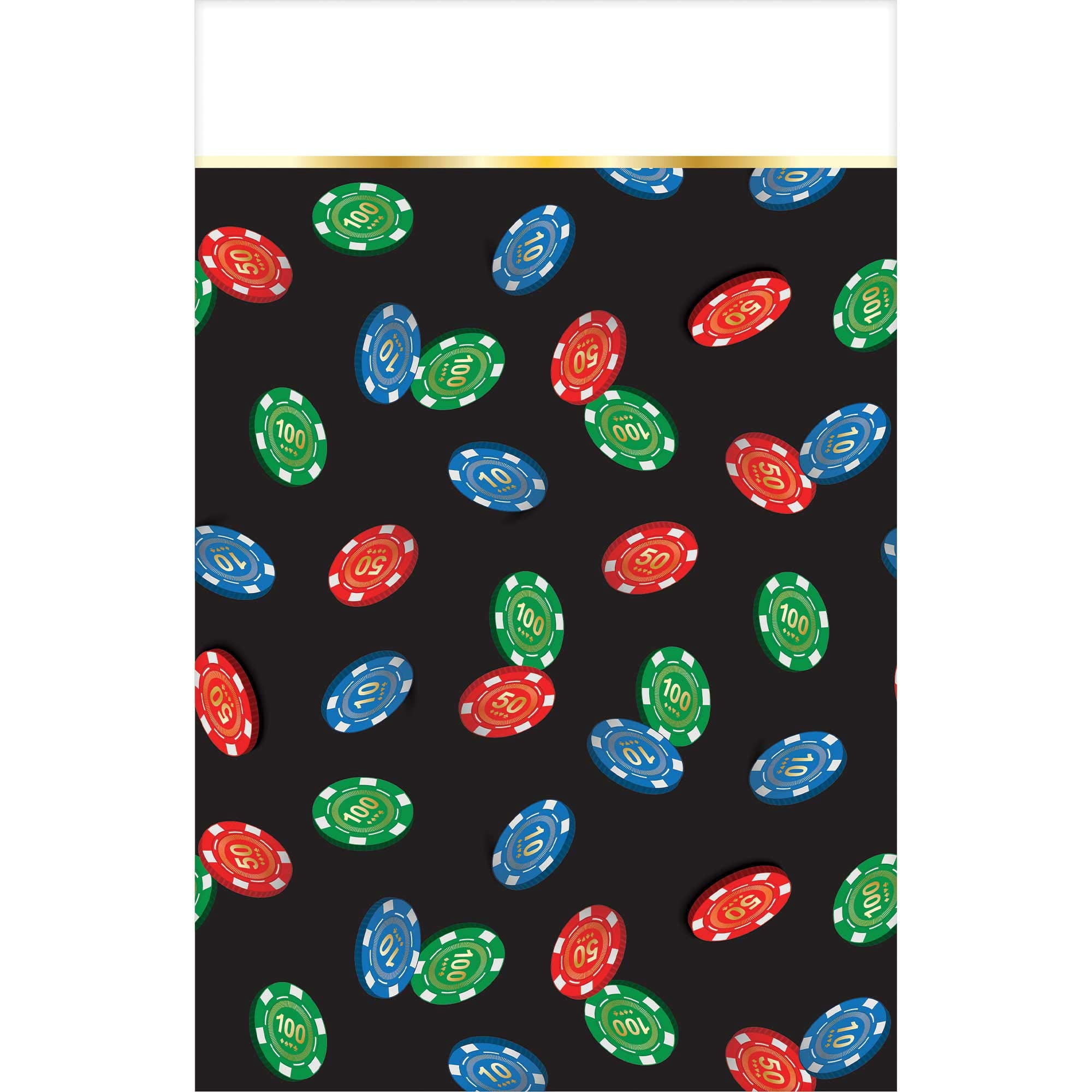 amscan Rectangular Plastic Table Cover with Poker Chips Print- 1 pc ...