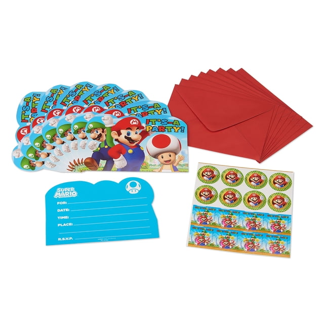 amscan Super Mario Invite Postcards, 8 Count, Party Supplies` - Walmart ...