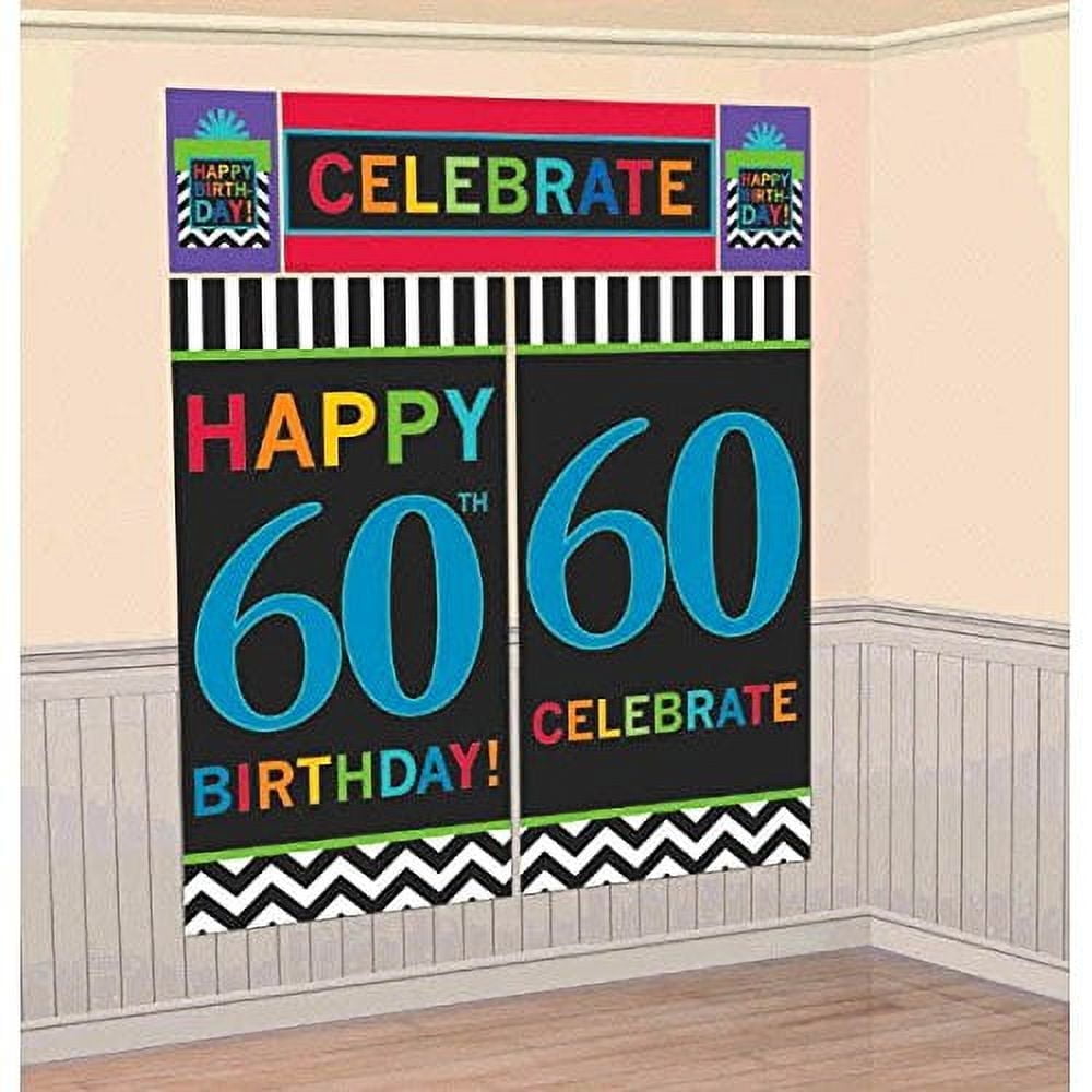 amscan The Party Continuous 60th Birthday Party Scene Setters Wall ...