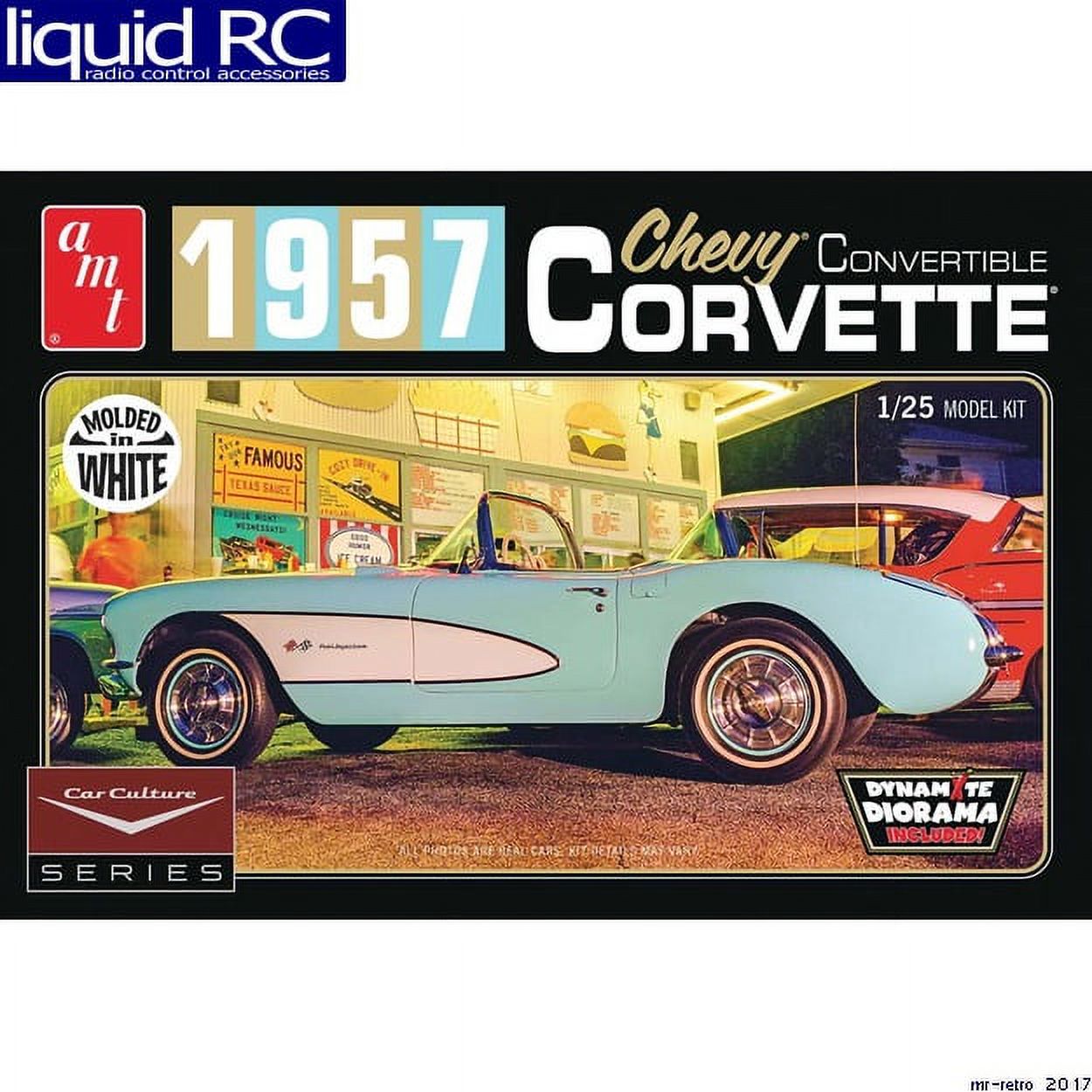 AMT 1015 1:25 1957 Chevy Corvette Convertible White Plastic Model Kit ...