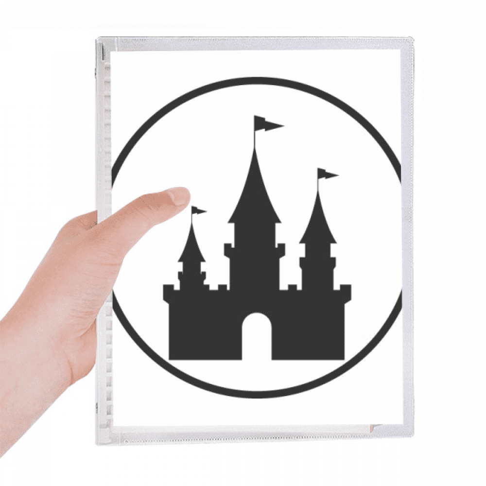 amusement park castle black outline notebook loose diary refillable ...