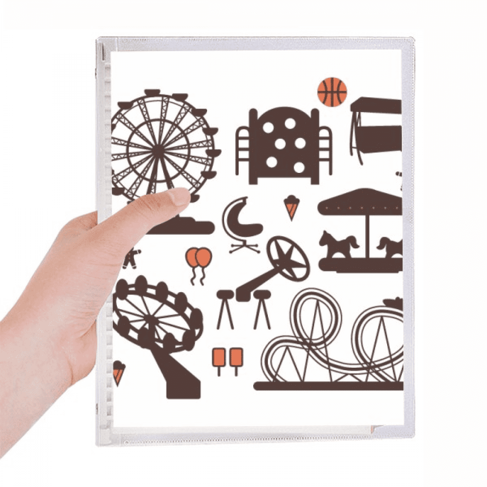 amusement park facilities black outline notebook loose diary refillable ...