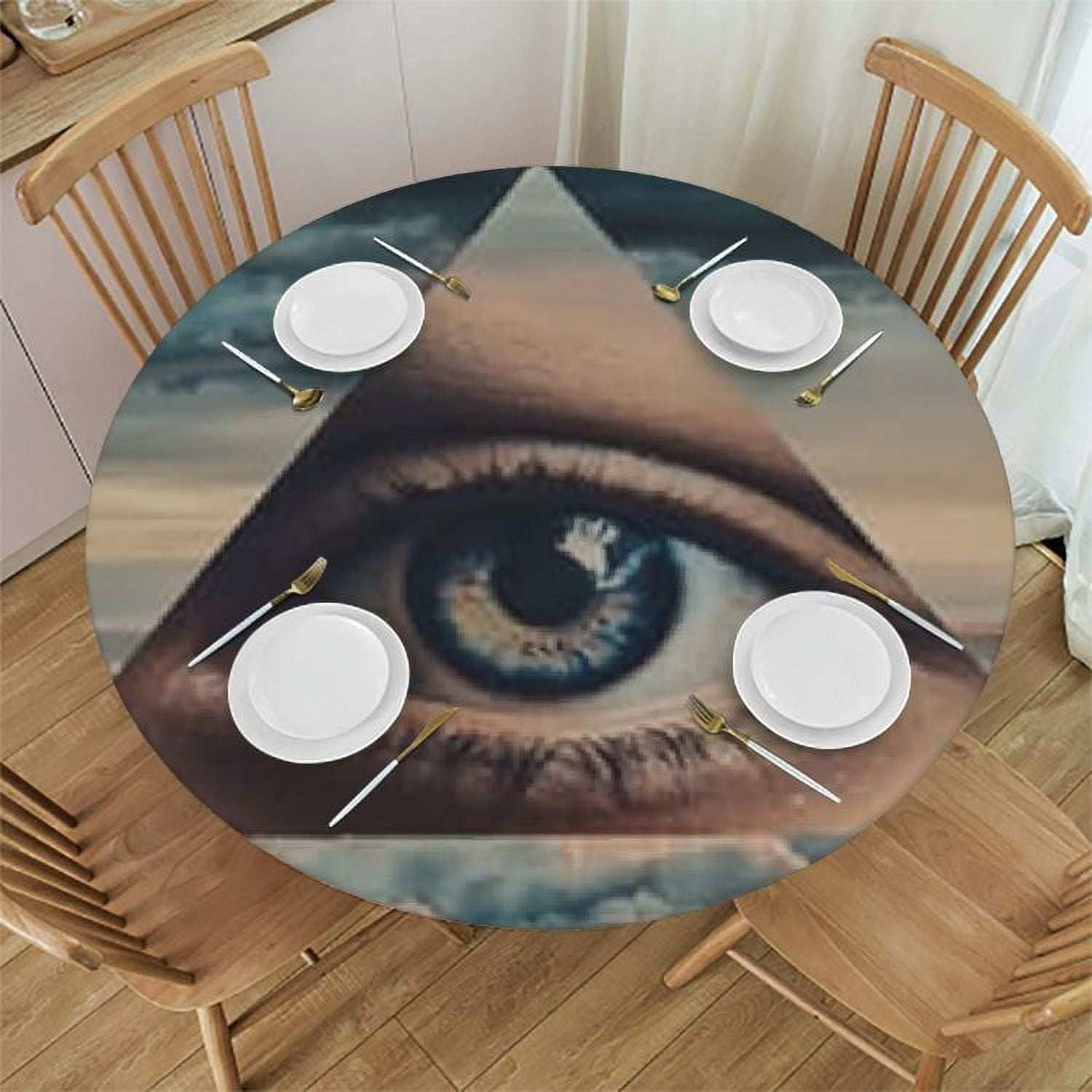 an Egyptian Pyramid Round Tablecloth, Water and Stain Resistant ...