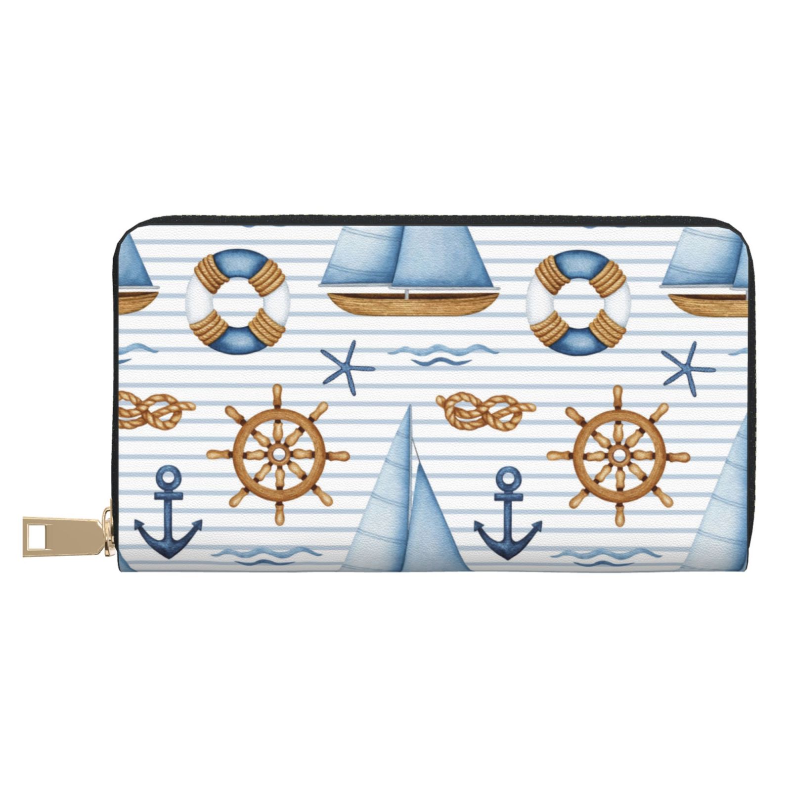 anchor Sailboat steering wheel vintage Wallet Women, Leather Bifold ...