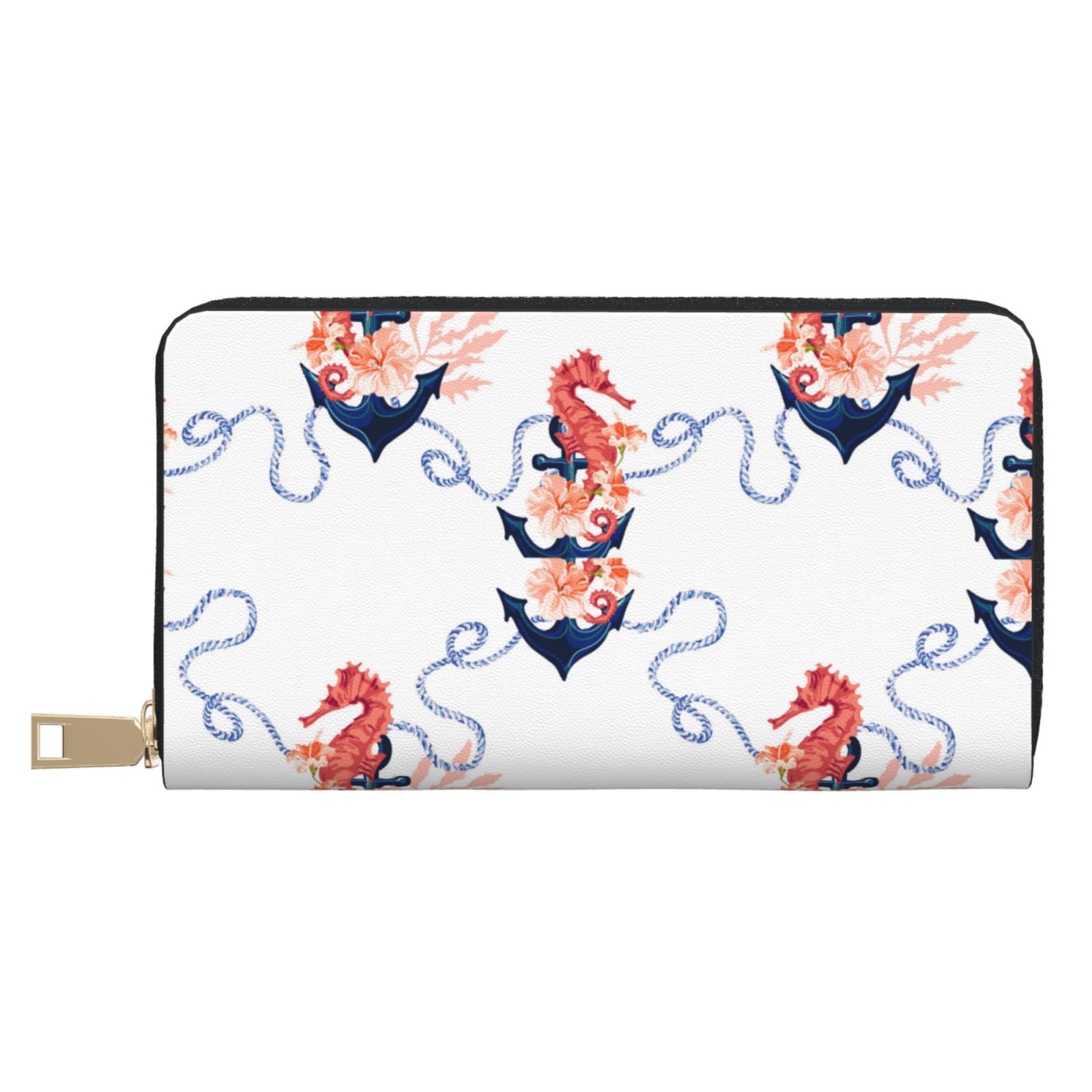 anchor hibiscus ropes sea horse Wallet Women, Leather Bifold Multi Card ...