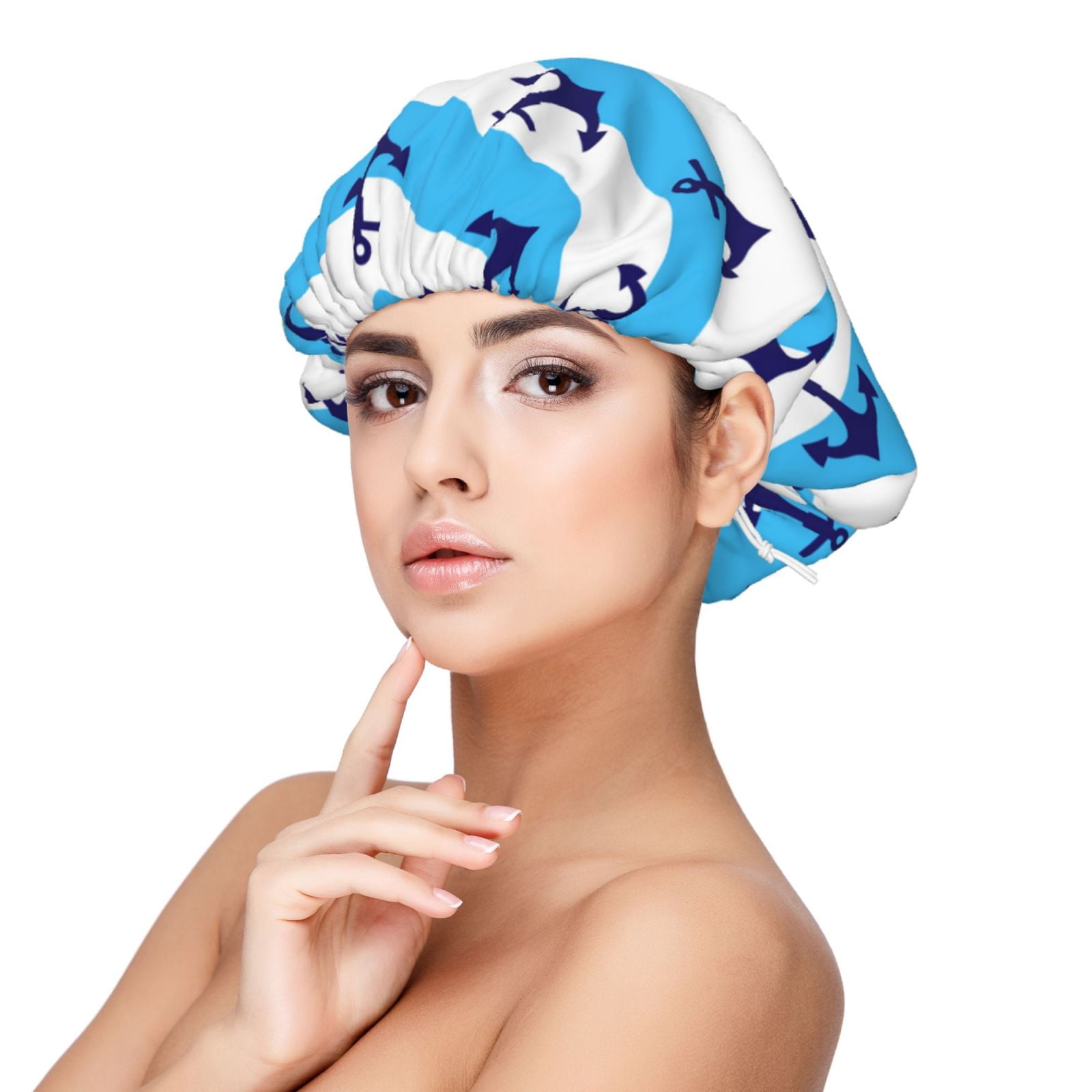 anchors cute blue white wave Silk Bonnet for Sleeping Women Men ...