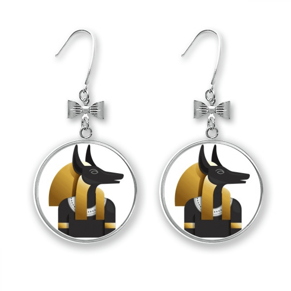 ancient egypt anubis art pattern bow earrings drop stud pierced hook ...