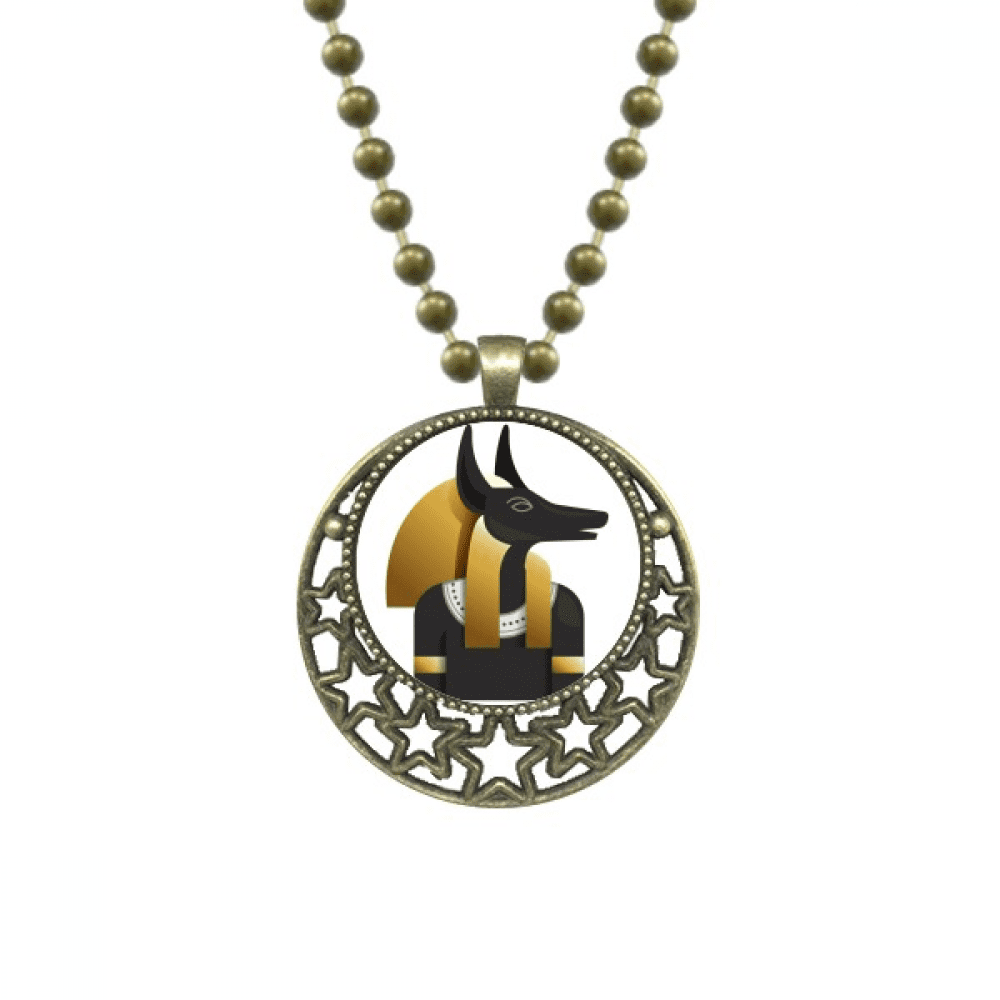 ancient egypt anubis art pattern pendant star necklmoon chain jewelry ...