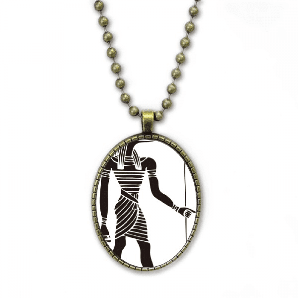 ancient egypt anubis totem fresco necklace vintage chain bead pendant ...