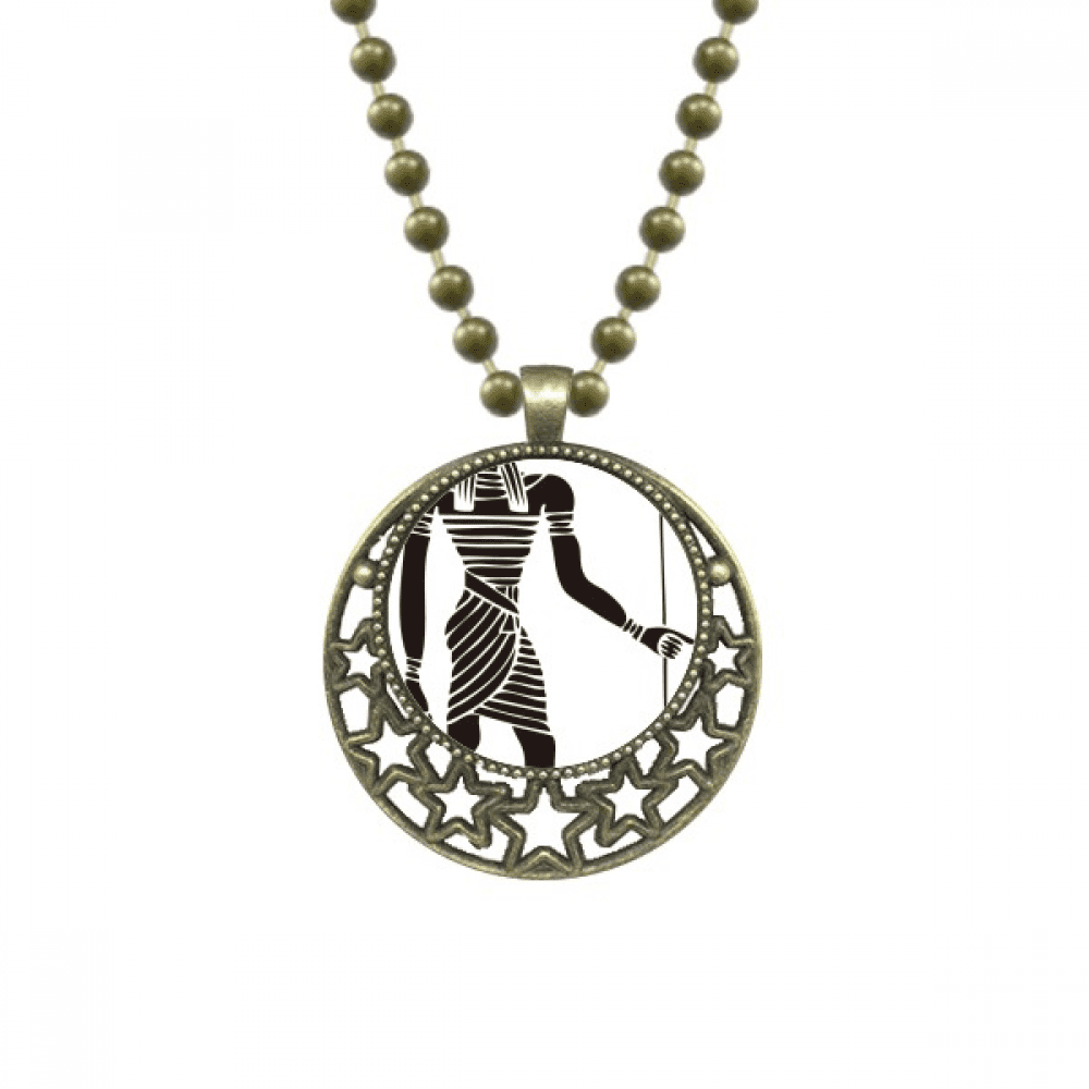 ancient egypt anubis totem fresco pendant star necklmoon chain jewelry ...