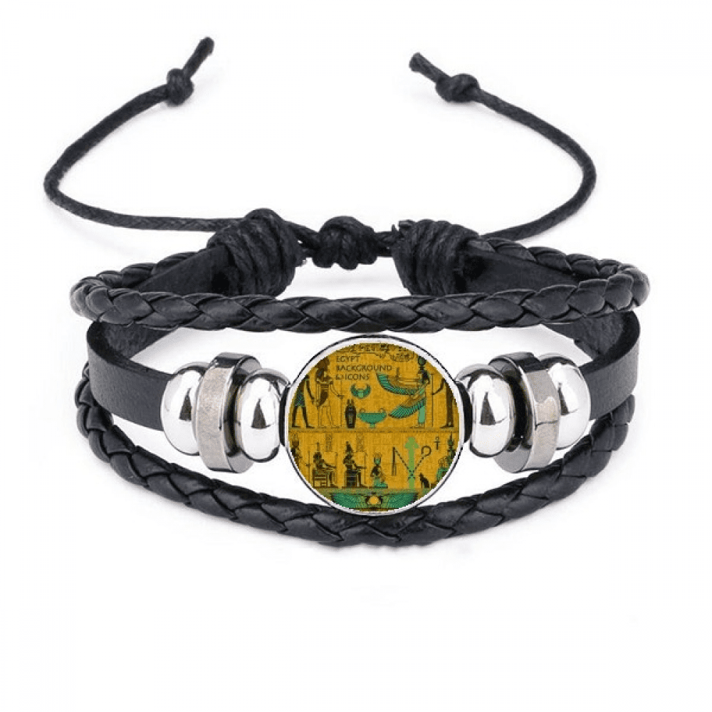 ancient egypt pharaoh art pattern bracelet braided leather woven ...