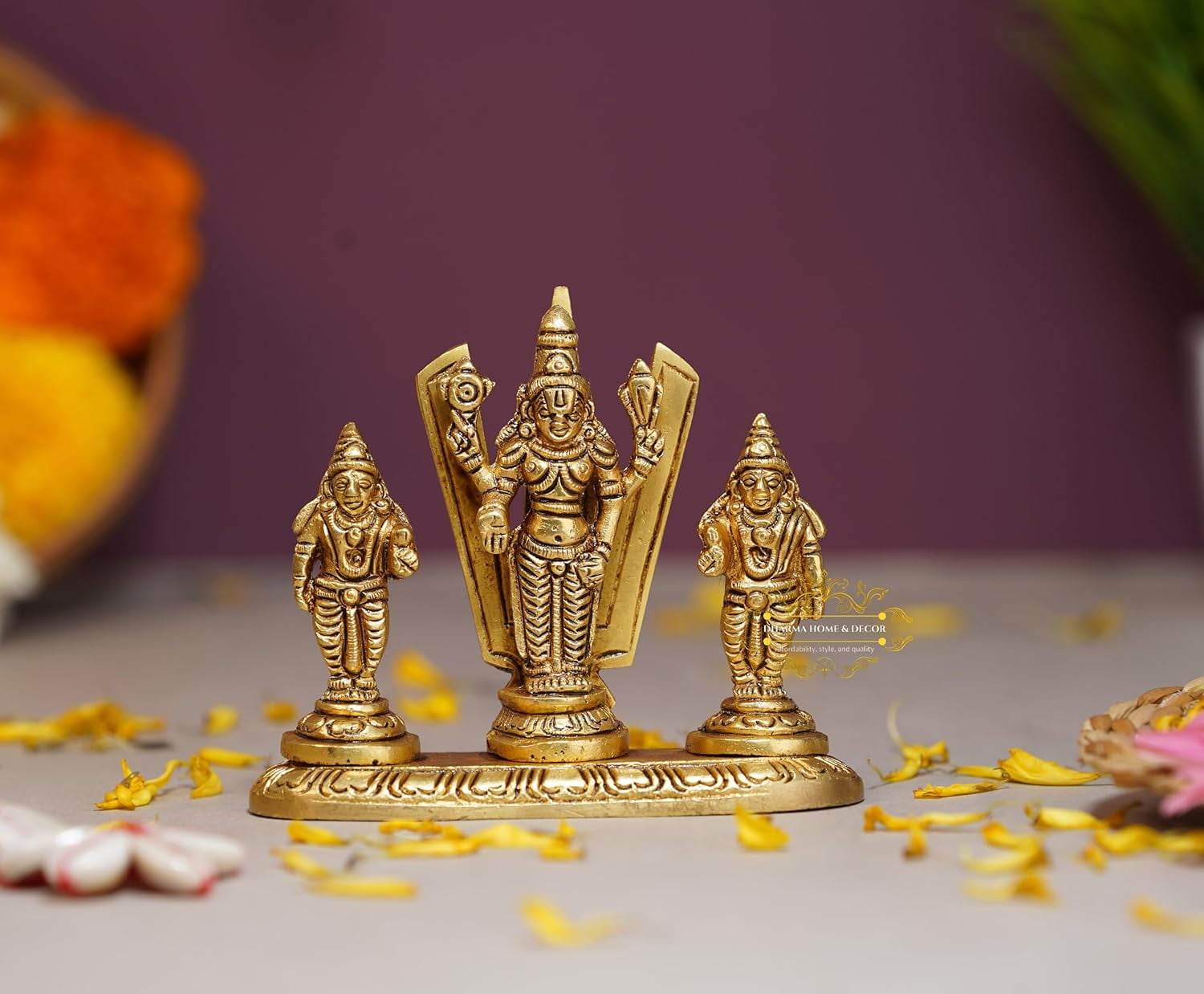 anciently Brass Small Sangu Chakram Stand with Tirupati Balaji Idol ...