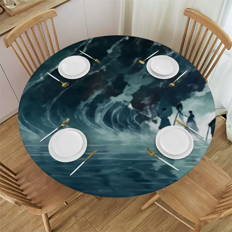 and ， Fitted Round Table Cover, for Kitchen Party Picnic Dining ...