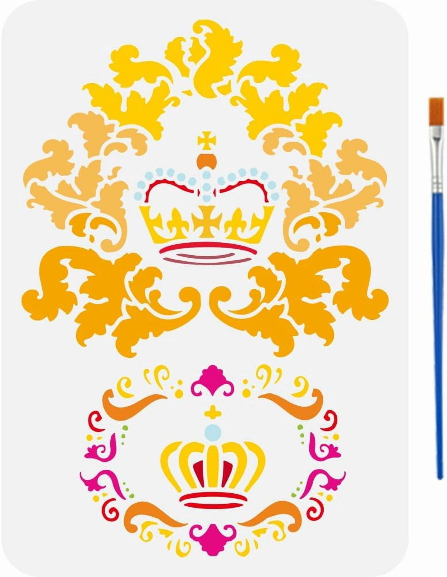 and Floral Stencils 11.7x8.3Inch Pattern Stencils with a Paint Brush ...