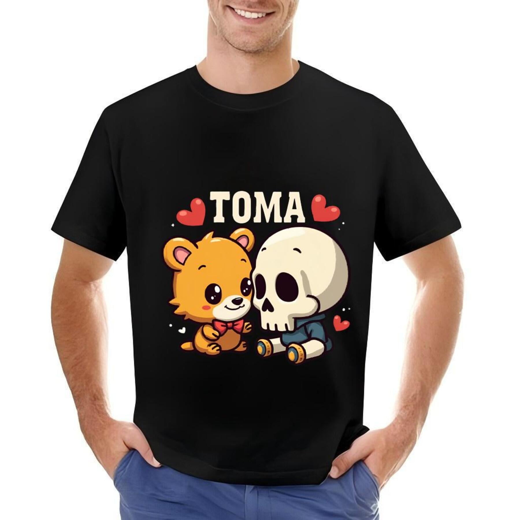 and Graphic Cotton Short Sleeve T-Shirt for Men - Playful Design with ...