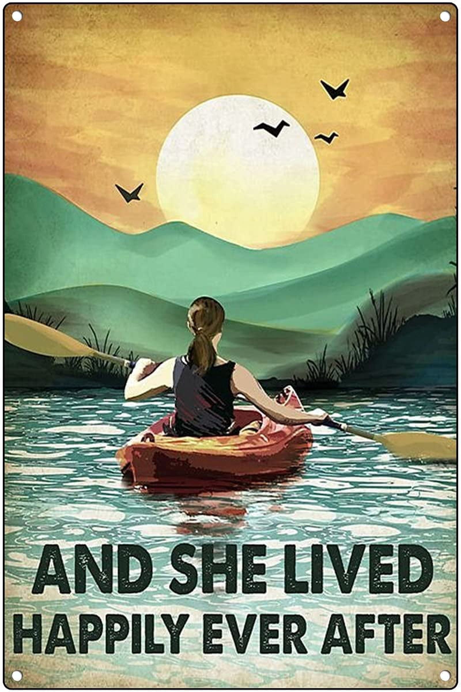 and she Lived Happily Ever After Poster Camping Rowing Poster Metal Tin ...