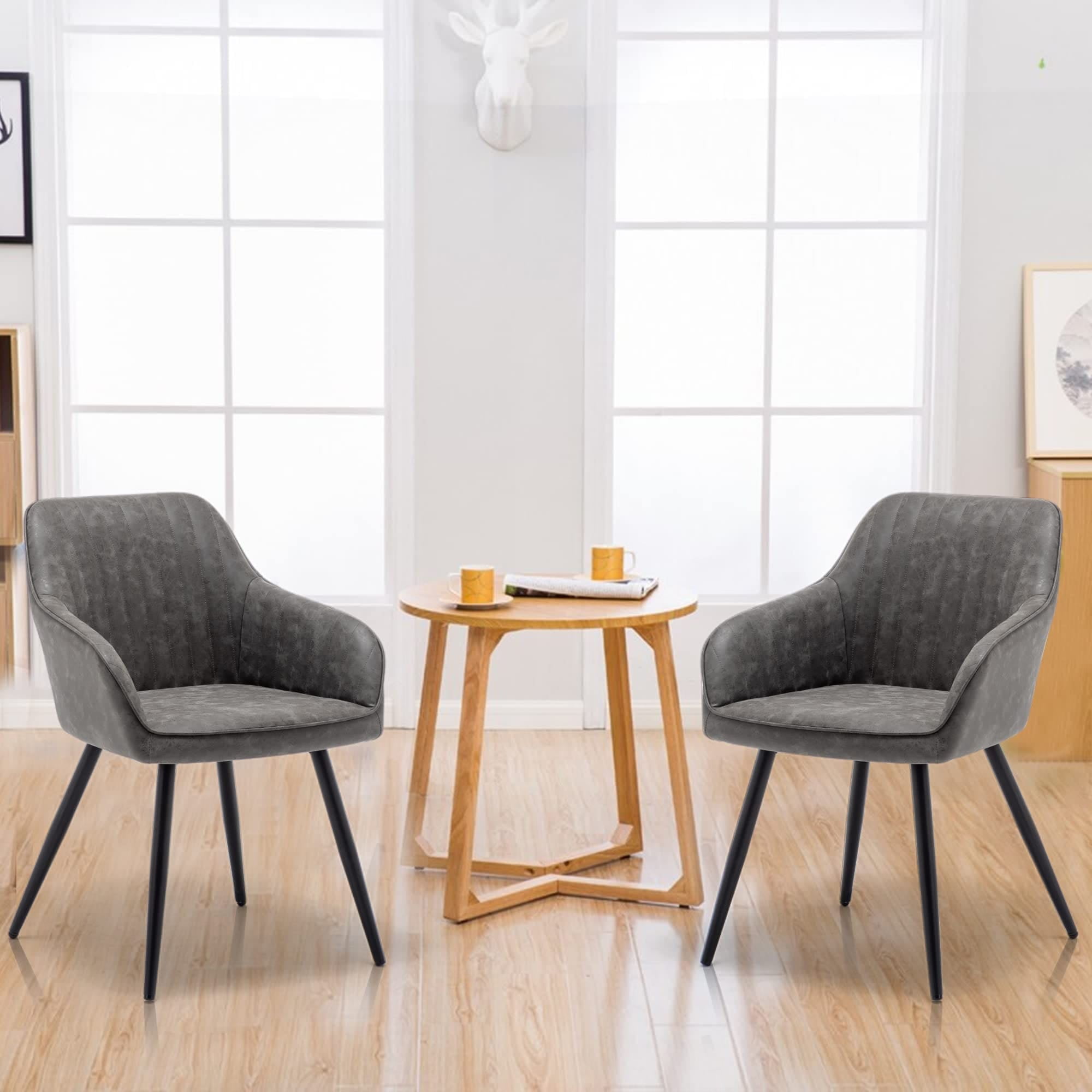 Andeworld Dining Chairs set of 2 ,Faux Leather Accent Arm Chairs for ...