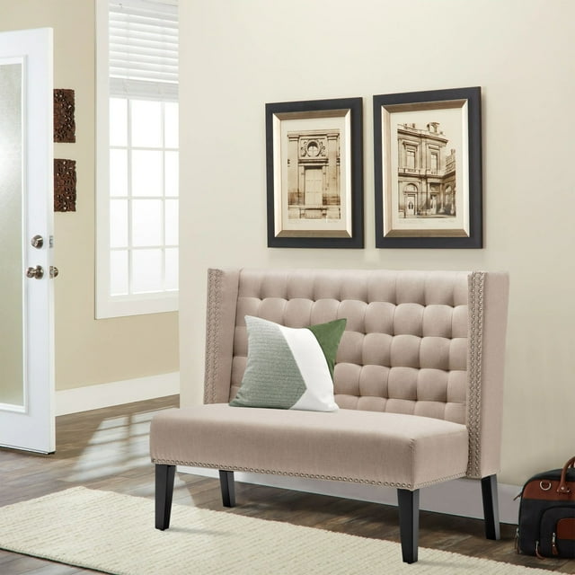 Andeworld Modern French Upholstered Settee Couch 2 Seat Tufted