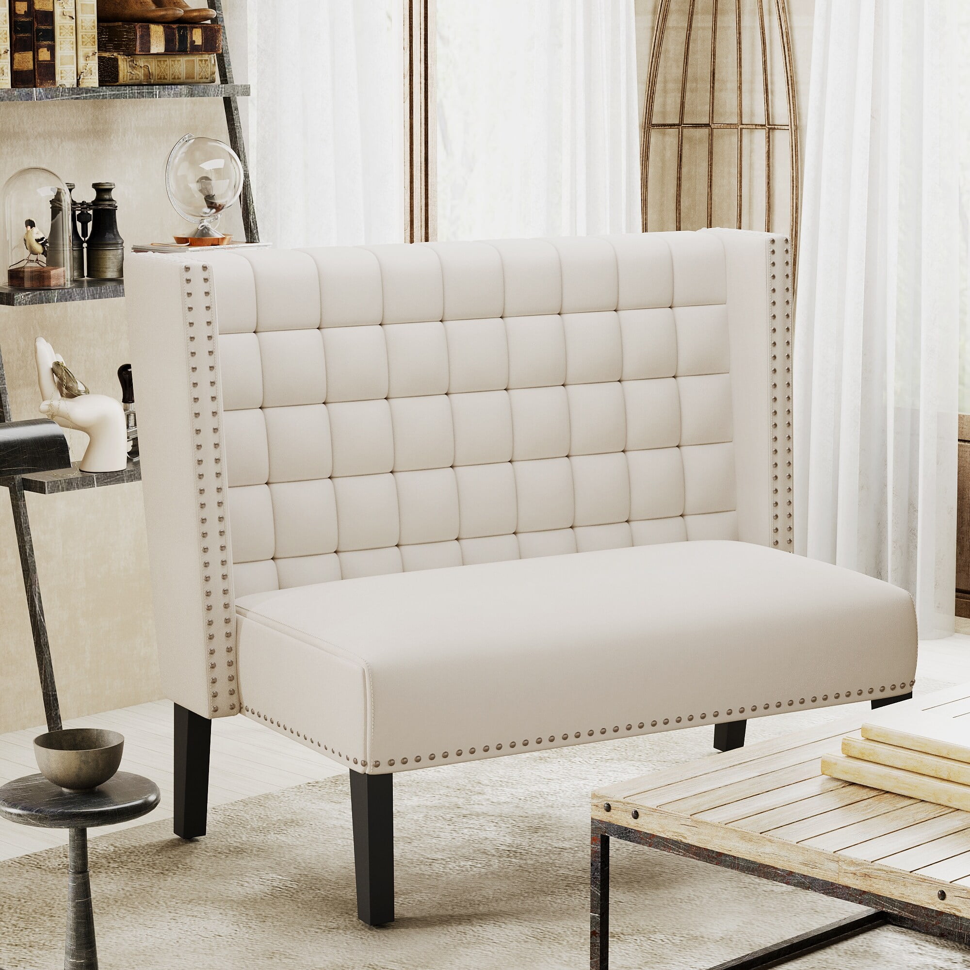 Andeworld Settee Couch Modern Loveseat Settee Bench Sofa 2 Seat Sofa
