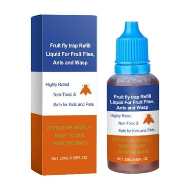 12 Pack Fruit Fly Trap Refill Liquid 0.58oz Per Bottle Safe Liquid ...