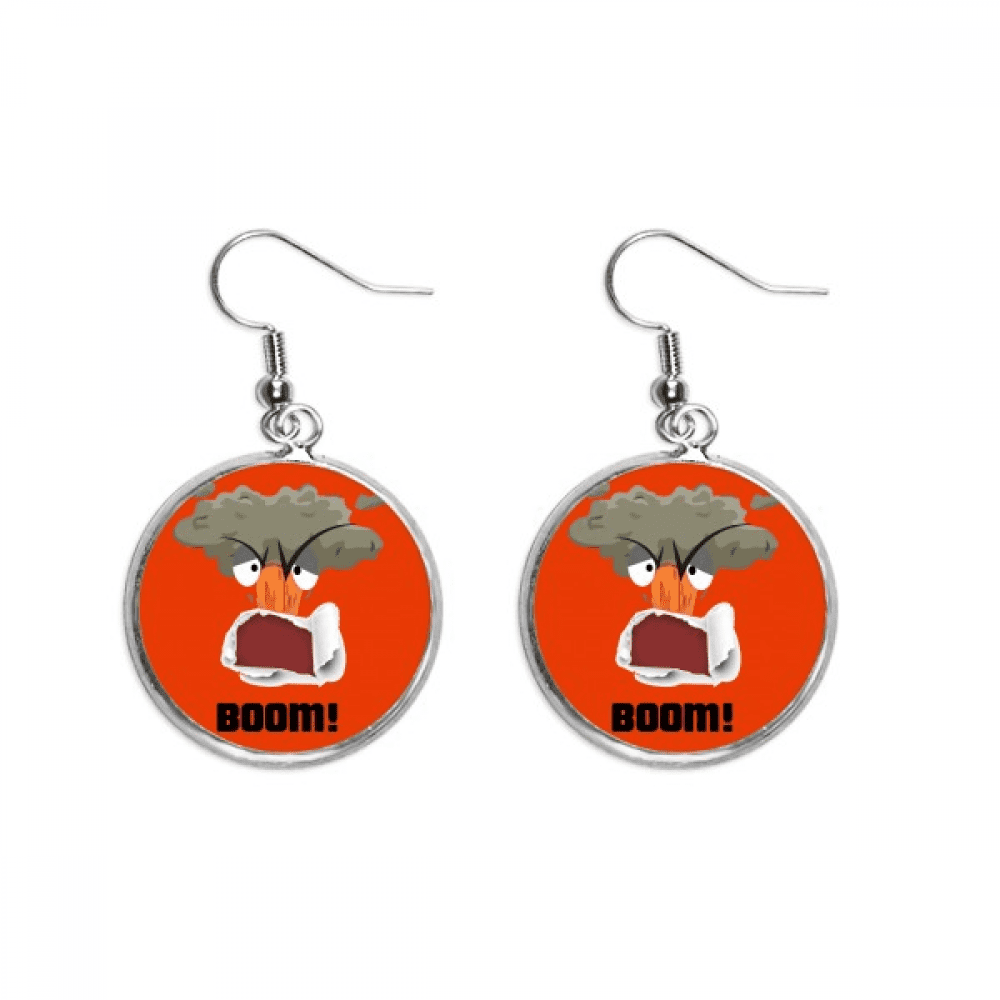 angry red emotion volcano eruption ear dangle silver drop ear jewelry ...