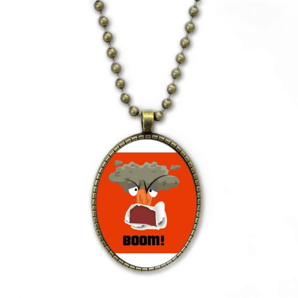 angry red emotion volcano eruption necklace vintage chain bead pendant ...