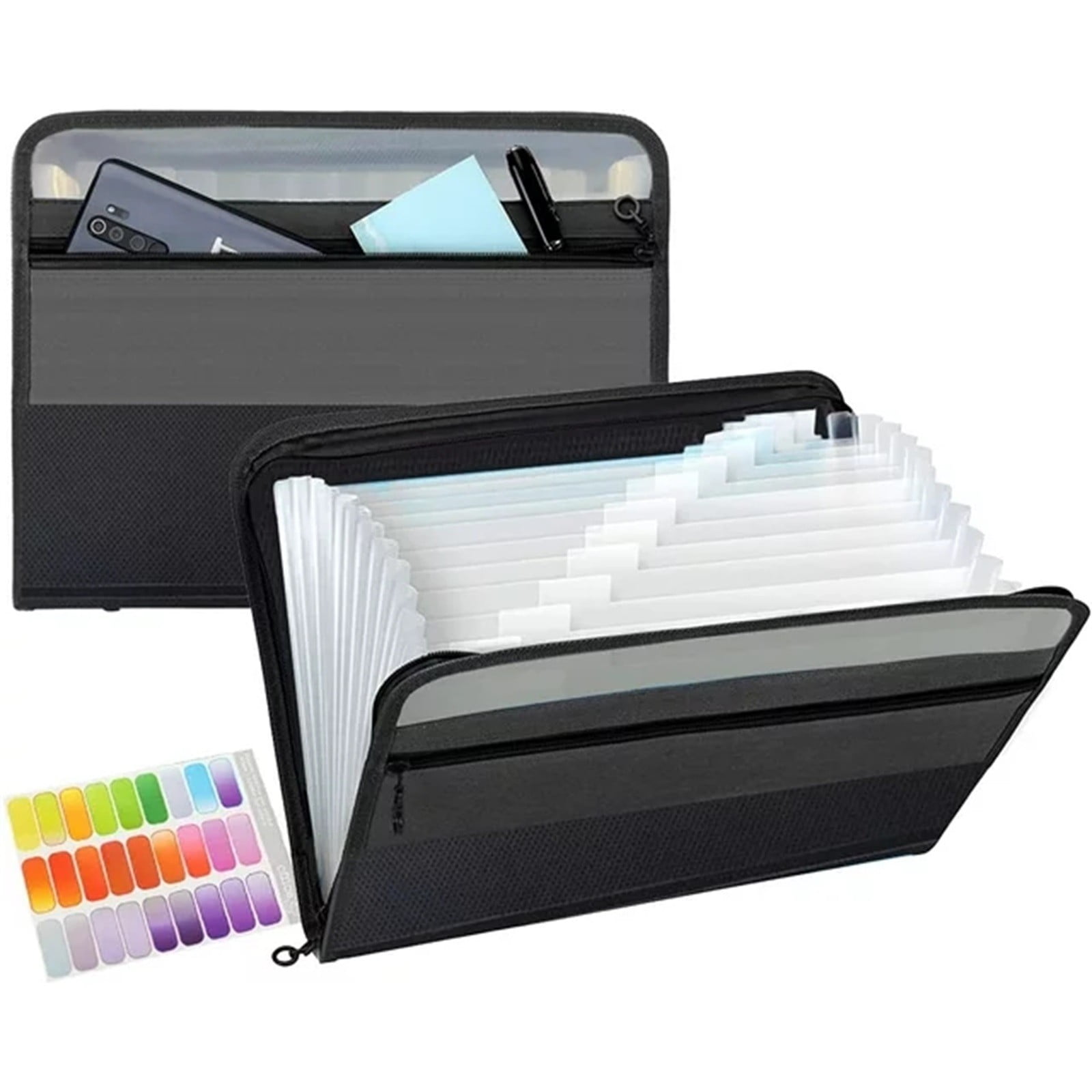 angwZhi Expandable File Folder 13 Pockets Zippered Size Plastic ...