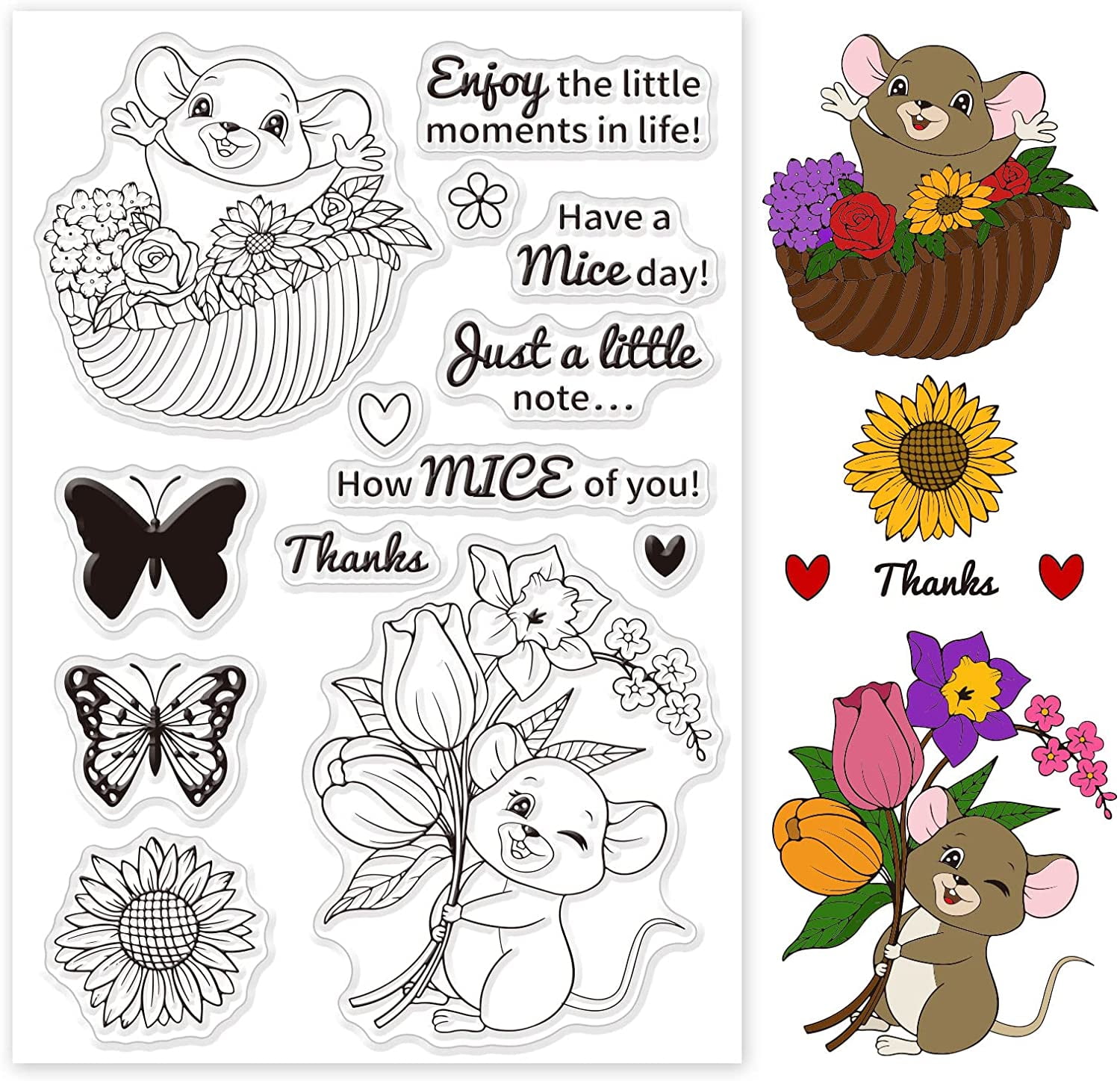 animalSilicone Clear Stamps Animals and Flowers Transparent Stamps for ...