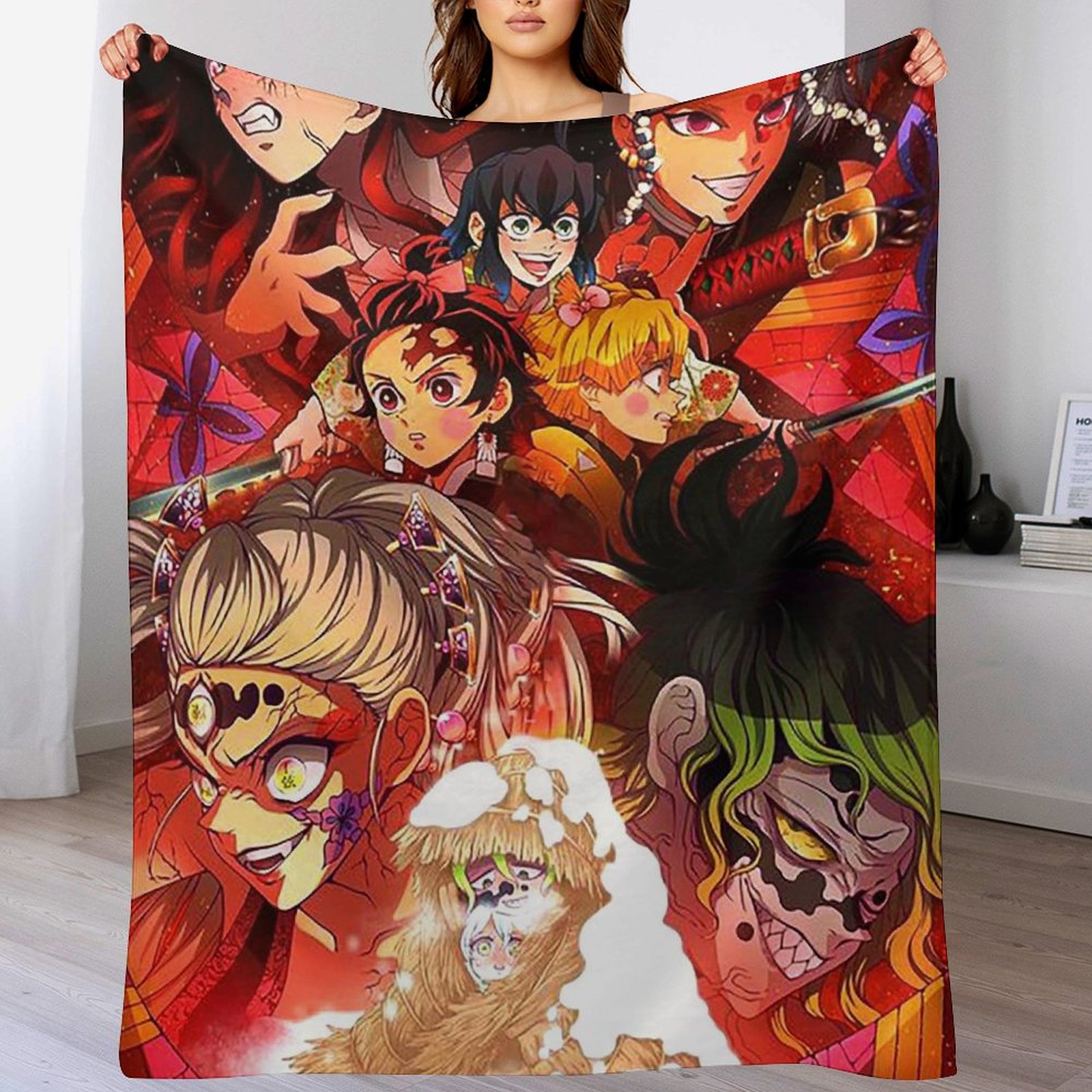 anime Demon Slayer Flannel cartoon Blanket Soft and Anti-Pilling Kid's ...