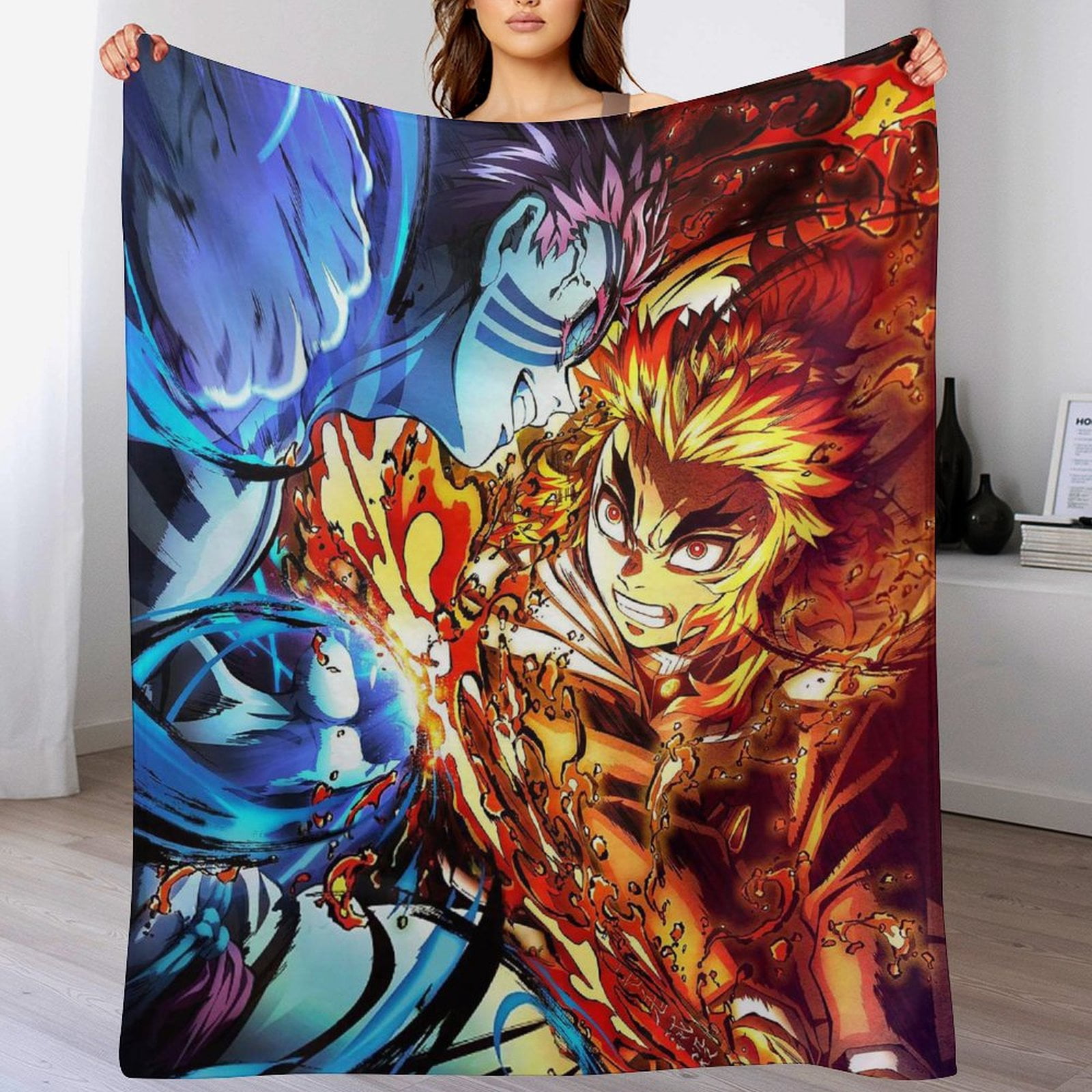anime Demon Slayer Flannel cartoon Blanket Soft and Anti-Pilling Kid's ...