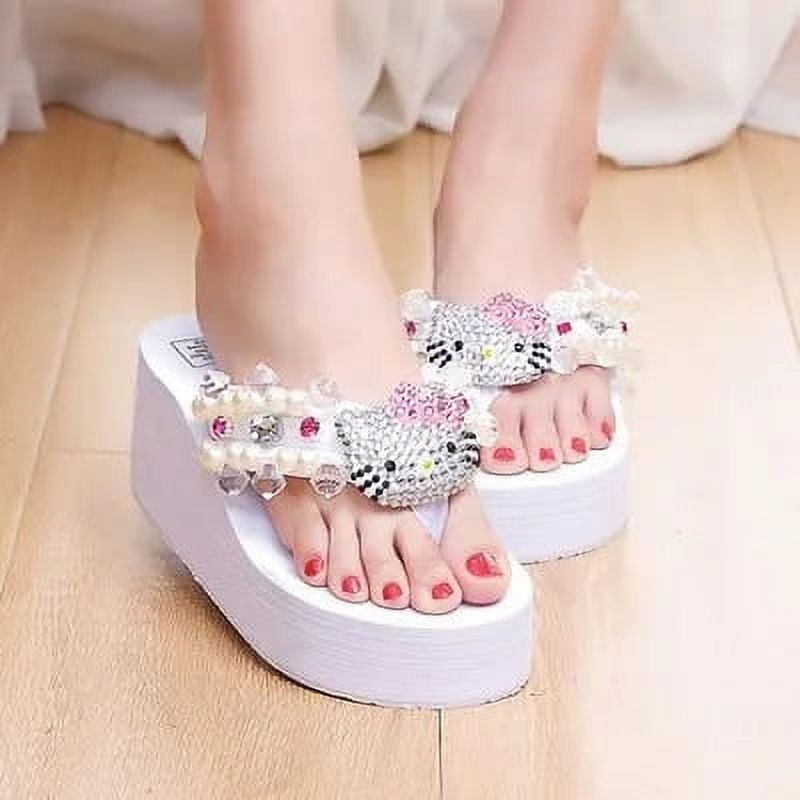 anime Hello Kitty Cartoon Summer Shoes FHarajuku High Heels Pink ...
