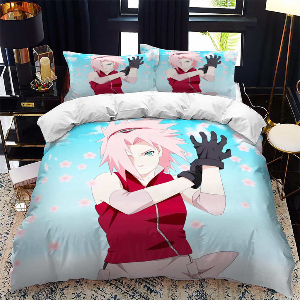 anime Naruto Black and Red Series Bedding Set Teen Boy Figures ...