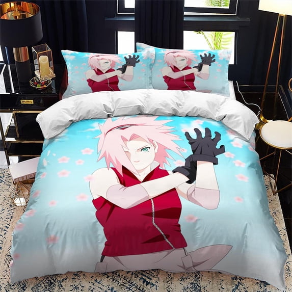 anime Naruto Black and Red Series Bedding Set Teen Boy Figures ...