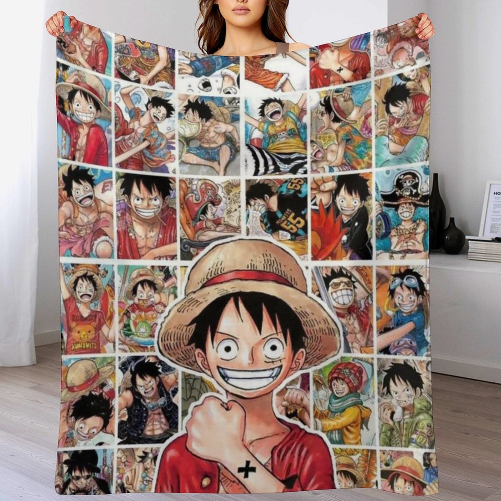 anime One Piece Luffy Flannel cartoon Blanket Soft and Anti-Pilling Kid ...