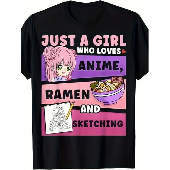 anime girls love anime ramen and sketch T-shirts - Walmart.com