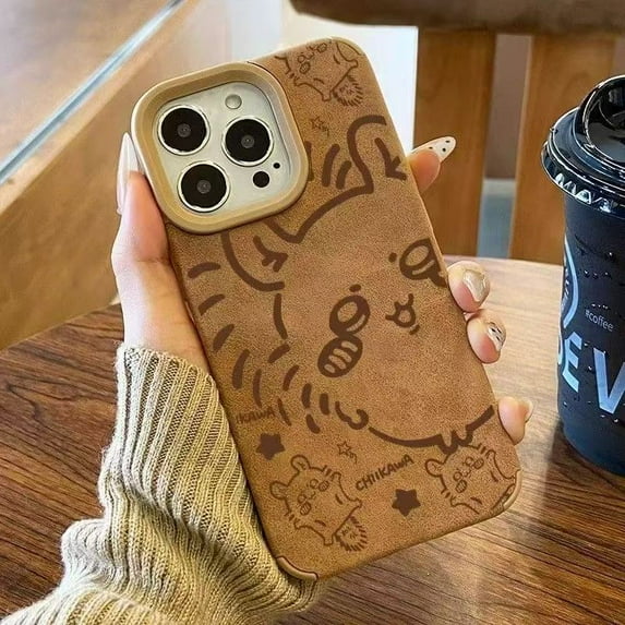 anime usagi chiikawa hachiware Suede Leather Silicone Case protection ...