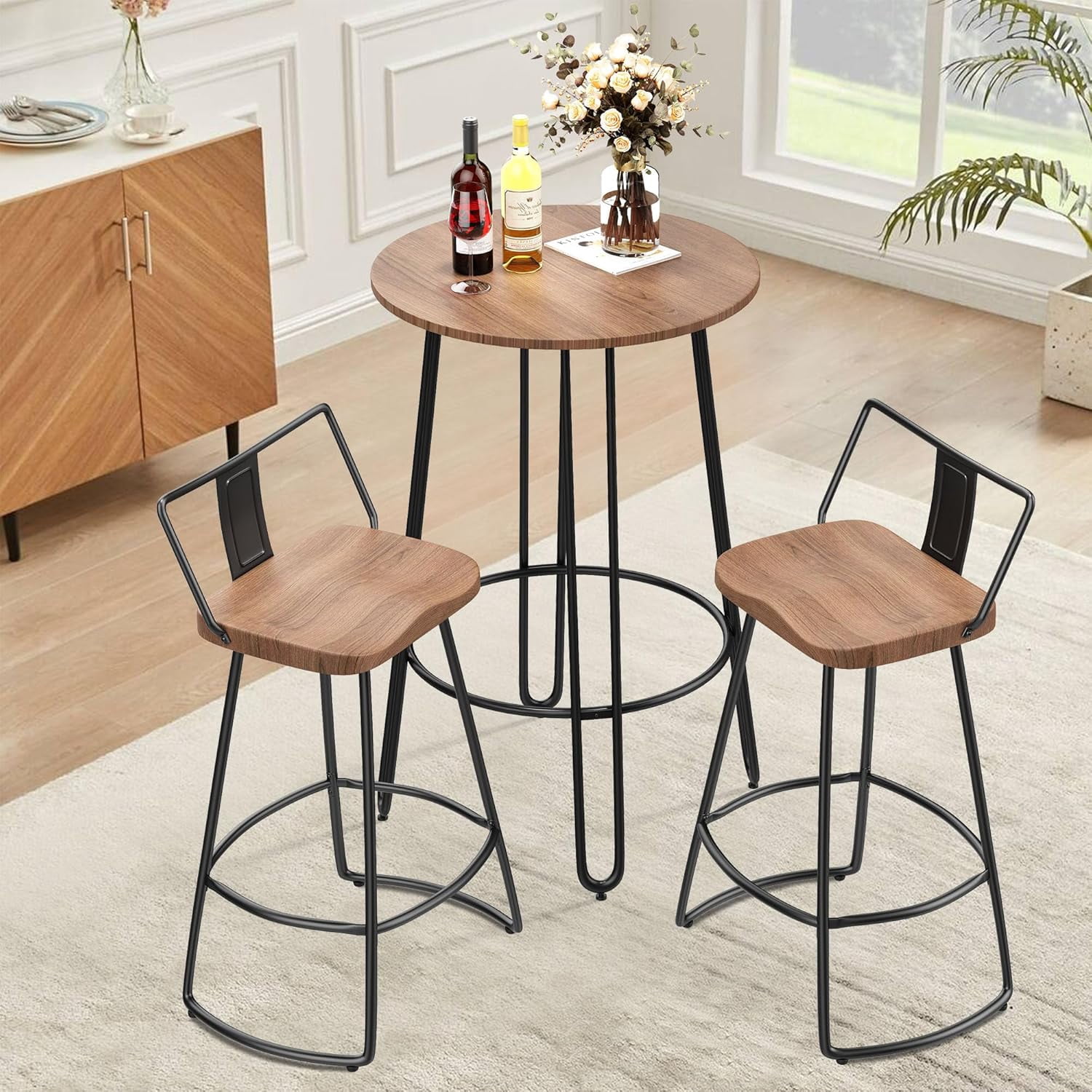 annjoe 3 Piece Bar Table Set Dining Table Set Bar Table with Counter ...
