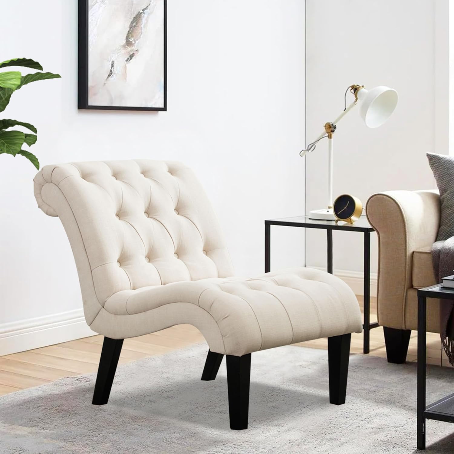 annjoe Accent Chair Upholstered Chair Button Tufted Slipper Chair Side ...