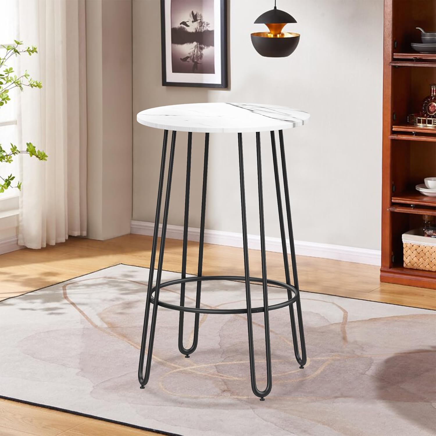 annjoe Round Table Bar Table Circular Bistro Table Bar Height Counter ...