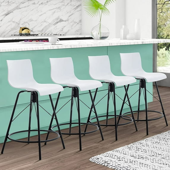 annjoe Swivel Bar Stools Metal Counter Height Stools Plastic Seat ...