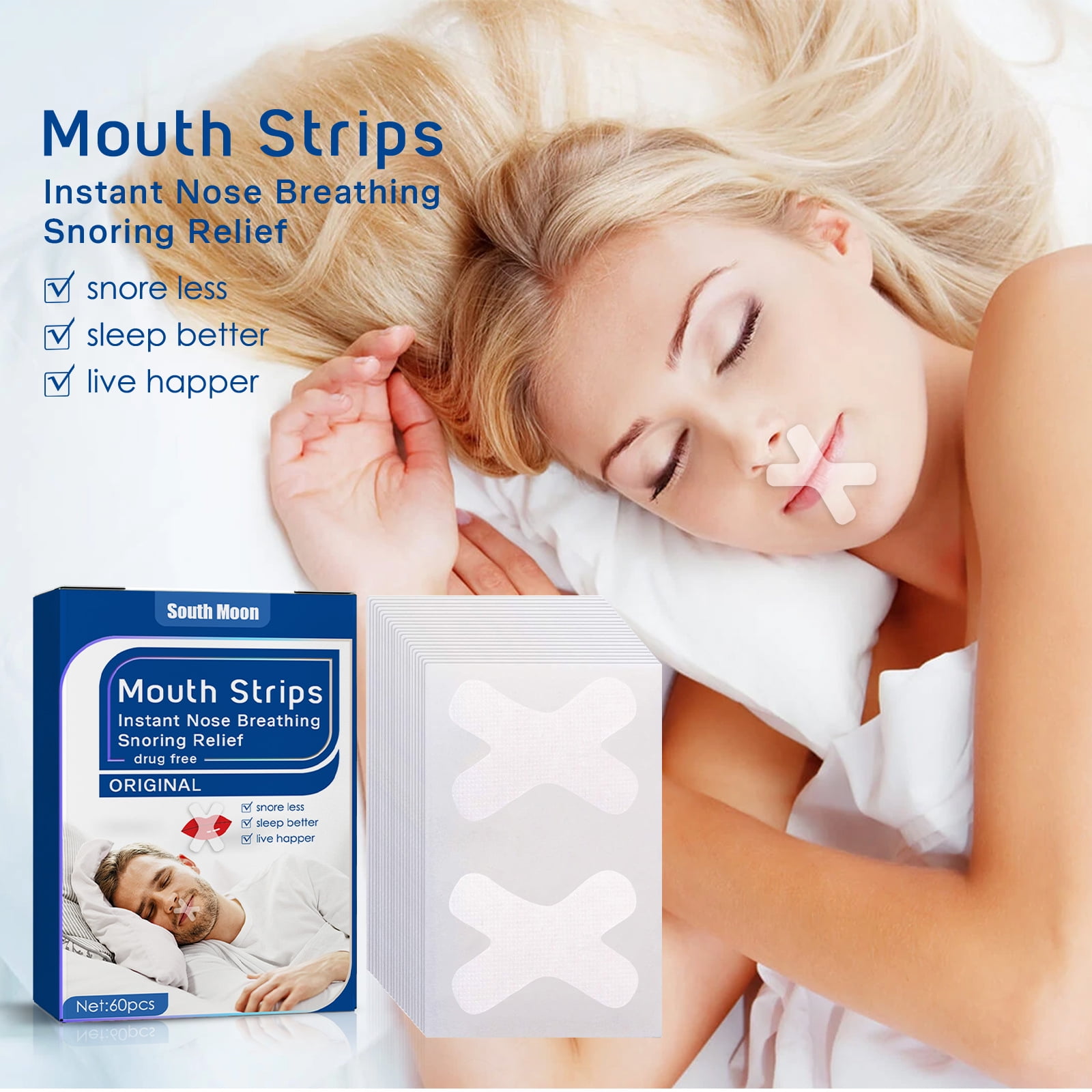 anti snoring sticker Sleep Strips 60 Pcs,Advanced Gentle Mouth Tape for ...